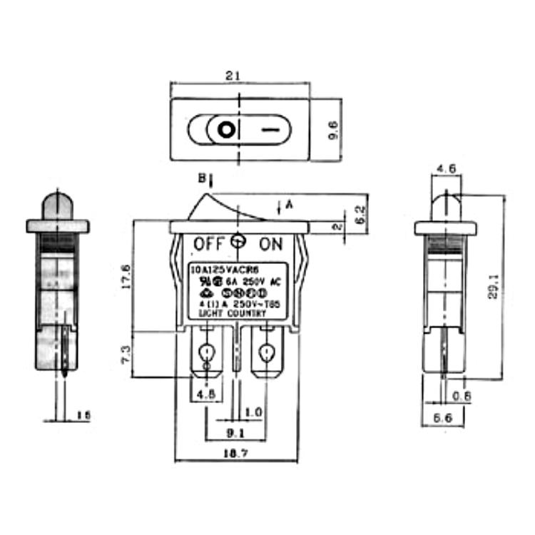 VERMOGEN ROCKERSCHAKELAAR 6A-250V SPST ON-OFF - Vermogen ...
